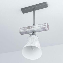 Licht-Erlebnisse Drehbare Deckenlampe Holz in Shabby Weiß Grau E27 AGAP - Shabby Weiß, Taupe (Bilder zeigen Tag- und Nachtaufnahmen)