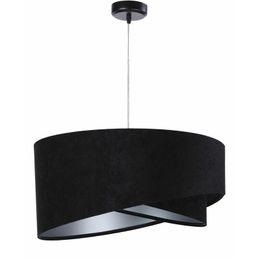 Licht-Erlebnisse - Pendelleuchte Schwarz Silber ø 50 cm Stoff Velours Optik Hängelampe Wohnzimmer Schlafzimmer - Weiß, Schwarz, Silber