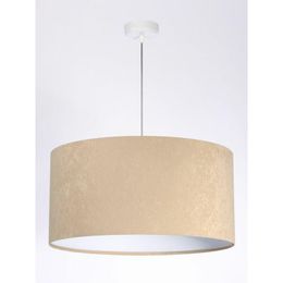 Licht-Erlebnisse - Pendelleuchte E27 ø 50 cm Creme Weiß Stoff Retro Hängeleuchte Esszimmer - Weiß, Beige