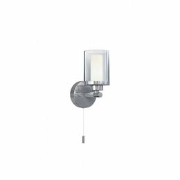 Licht-Erlebnisse - Wandleuchte mit Schalter IP44 Chrom G9 Glas Metall Jugendstil Badlampe - Chrom, Transparent