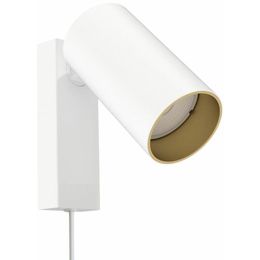 Licht-Erlebnisse - Wandlampe mit Schalter Kabel verstellbar GU10 Weiß Gold Modern Metall Wandleuchte Spot - Weiß, Gold