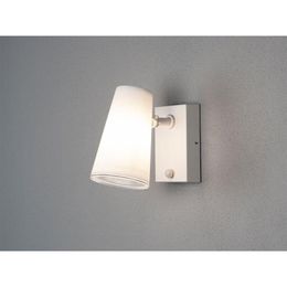 Konstsmide Led Außenwandleuchte Downlight Weiß mit Bewegungssensor, Höhe 21,5cm IP54 E27