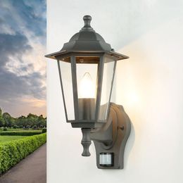 Licht-Erlebnisse Außenlampe mit Bewegungsmelder Anthrazit E27 Rustikal Outdoor - Anthrazit