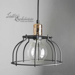 Licht-Erlebnisse - Industrial Pendelleuchte Schwarz Steampunk - Schwarz, Kupfer