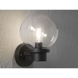 Konstsmide LED Außenwandleuchte, Schwarz, Höhe 29cm mit Glas Kugel Ø 20cm