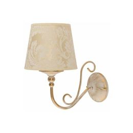 Licht-Erlebnisse - Wandlampe Stoff Schirm Shabby Weiß Gold Schlafzimmer Wohnzimmer - Shabby Gold, Ecru glänzend