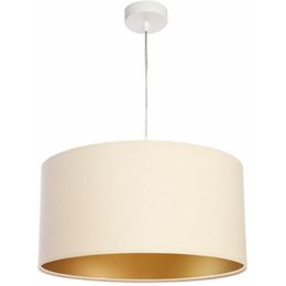 Licht-Erlebnisse - Pendelleuchte Stoff Schirm Velours Optik Ø40cm in Creme Gold Esszimmer Wohnzimmer Hängelampe - Weiß, Creme, Gold