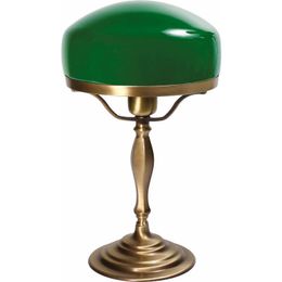 Licht-Erlebnisse Messing Tischlampe Jugendstil Glasschirm Grün - Bronze hell glänzend, Grün