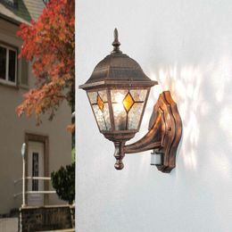 Licht-Erlebnisse - Rustikale Außenwandleuchte salzburg Kupfer H:37,5cm E27 - Kupfer Antik