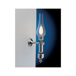 Licht-Erlebnisse - Wandlampe Messing Glas in Chrom E14 Jugendstil Treppe Flur Bad - Verchromt, Transparent