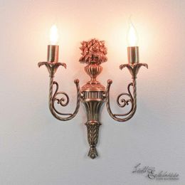 Licht-Erlebnisse Wandleuchte Echt-Messing opulent in Bronze 2x E14 Wandlampe - Bronze hell glänzend