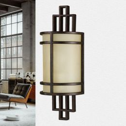 Licht-Erlebnisse Wandleuchte Glas Metall japanischer Stil in Bronze Creme Wohnzimmer - Bronze Antik, Creme