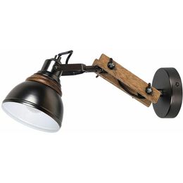 Licht-Erlebnisse - Wandlampe verstellbar E14 Metall Holz Industrial zum Lesen Wandleuchte - Buche, Anthrazit