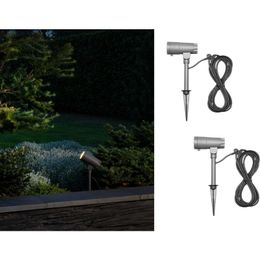 Konstsmide Led Garten Baumstrahler 2er set mit Erdspieß 12V Trafo & 10mtr. Kabel, 27cm hoch