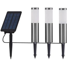 Lexiane LED-Solarlampen, 3er-Set, Edelstahl - edelstahl, weiß - LINDBY