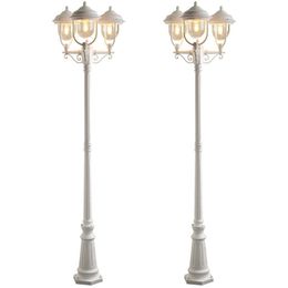 Konstsmide 2er-Set weiße Gartenlaterne parma aus Aluminium, E27, IP43, h.: 218 cm