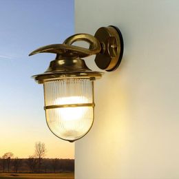 Licht-Erlebnisse - Rustikale Außenwandlampe aus Echt-Messing korfu - Messing