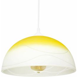 Licht-Erlebnisse - Hängeleuchte Retro Weiß Gelb Küche Esstisch 30 cm rund - Gelb, Weiß