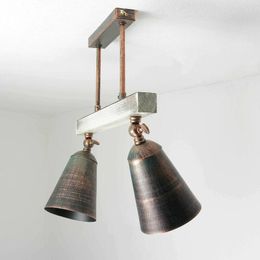 Licht-Erlebnisse Deckenstrahler in Kupfer Metall Holz Wohnzimmer Decke - Shabby Weiß, Kupfer Antik