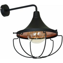 Licht-Erlebnisse - Wandlampe E27 Schwarz Kupfer Industrie Design Wandleuchte - Schwarz, Kupfer