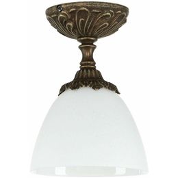 Licht-Erlebnisse - Jugendstil Deckenlampe Messing Glas Handarbeit - Bronze Antik matt, Weiß