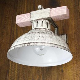 Licht-Erlebnisse - Wandlampe Flur in Shabby Chic Weiß hakon mit Echt Holz - Shabby Weiß, Holz