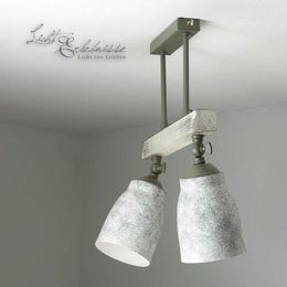 Licht-Erlebnisse - Vintage Deckenlampe drehbar in Shabby Weiß Taupe agap - Shabby Weiß, Taupe (Bilder zeigen Tag- und Nachtaufnahmen)