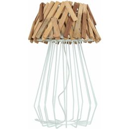 Licht-Erlebnisse - Tischlampe Treibholz Metall 58 cm Nachttisch Wohnzimmer E27 Tischleuchte onuma - Holz (Natur), Weiß