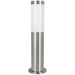 Licht-Erlebnisse Pollerleuchte IP44 E27 45 cm Weiß Silber Edelstahl Modern Stehlampe außen Haus - Silber, Weiß (Bilder zeigen Tag & Nachtaufnahmen)