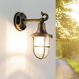 Licht-Erlebnisse - Antike Wandlampe Echt Messing Außen santorin - Messing Antik