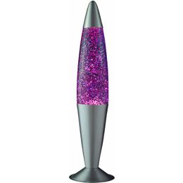 Licht-Erlebnisse Elegante Lavalampe Glitter Lila Pink 42cm JENNY Retro - Glitter (Violett), Transparent, Silber