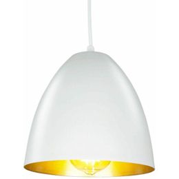 Licht-Erlebnisse - Pendelleuchte Weiß Gold Retro Esszimmer Küche E27 Ø20cm - Weiß, Gold