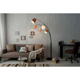 Licht-Erlebnisse - Bogenlampe 200 cm E14 Schwarz Metall Modern Bogenleuchte - Schwarz, Weiß, Braun, Beige