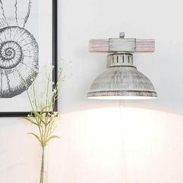 Licht-Erlebnisse - Shabby Chic Wandlampe in Weiß mit Kabelschalter E27 - Shabby Weiß, Holz