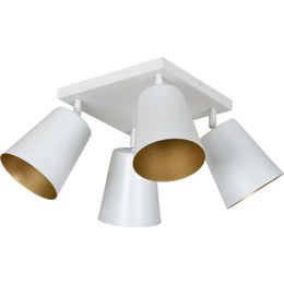Licht-Erlebnisse - Deckenspot E27 Weiß Gold Metall Retro Deckenstrahler Wohnzimmer Junges Wohnen - Weiß, Gold