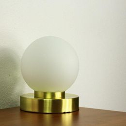 Licht-Erlebnisse - Tischleuchte Weiß Messing E14 15 cm Glas Metall Klassisch Tischlampe zum Lesen - messing, Weiß
