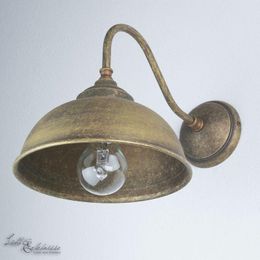Licht-Erlebnisse Wandlampe Bronze Antik Echt-Messing edel Oslo - Bronze Antik matt
