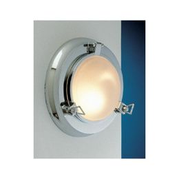 Licht-Erlebnisse Led Wandleuchte ø 27,5 cm Glas Echt-Messing 3000 k 898 lm Maritim Wandlampe - Verchromt, Transparent