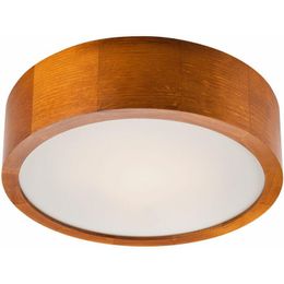 Licht-Erlebnisse - Deckenlampe rund 27 cm Holz Glas blendarm Schlafzimmer Wohnzimmer - Holz rustikal