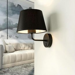 Licht-Erlebnisse - Wandlampe mit Schalter Schwarz Stoffschirm maja Wandleuchte Schlafzimmer - Schwarz