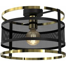 Licht-Erlebnisse - Deckenleuchte Schwarz E27 ø 30 cm rund Metall Modern Deckenlampe - Schwarz, Gold