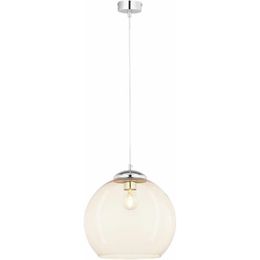 Licht-Erlebnisse Hängeleuchte E27 ø 29 cm Chrom Glas Metall Retro Pendelleuchte - Chrom, Bernstein