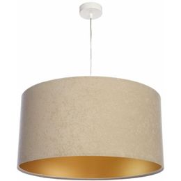 Licht-Erlebnisse Hängelampe E27 ø 50 cm Creme Gold Stoff Retro Hängeleuchte Esszimmer Esstisch - Weiß, Beige, Gold