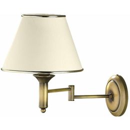 Licht-Erlebnisse Wandlampe Creme Messing verstellbar E27 Metall Stoff Klassisch Wandleuchte Schlafzimmer - Messing Antik, Ecru, Gold