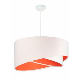 Licht-Erlebnisse Hängelampe Weiß Orange E27 ø 50 cm Stoff Schirm Modern Pendelleuchte