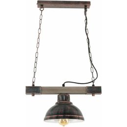 Licht-Erlebnisse - Vintage Lampe hängend hakon in Kupfer Antik Pendel E27 - Kupfer Antik, Holz