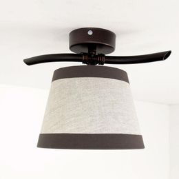 Licht-Erlebnisse - Deckenleuchte E27 Creme Braun Metall Rustikal Deckenlampe - Braun, Beige