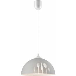 Licht-Erlebnisse - Küchenlampe hängend Glas Grau Besteck Motiv Retro Ø30cm E27 - Grau