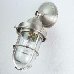 Licht-Erlebnisse Wandlampe Außen aus Messing in Chrom Maritim - Silber satiniert
