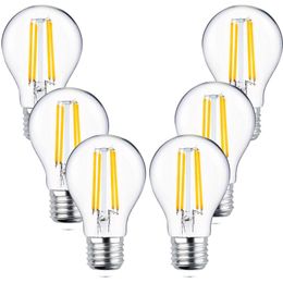 Forever Light - E27 4W led Filament Lampe Vintage Glühbirne 470 lm Warmweiß 2700K A60 Klar 6x Stück